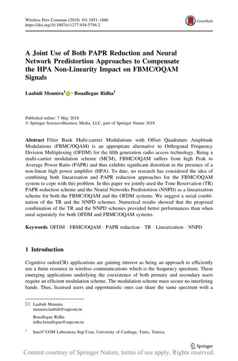 A Joint Use Of Both Papr Reduction And Neural Network Predistortion Approaches To Compensate The
