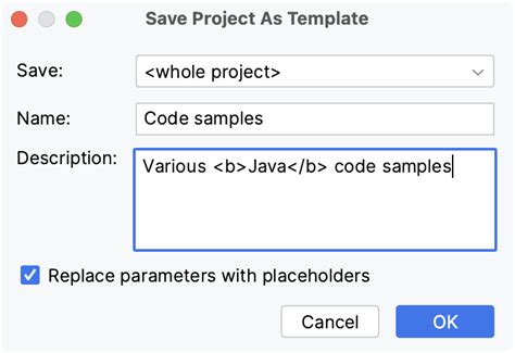 Save Projects As Templates IntelliJ IDEA Documentation