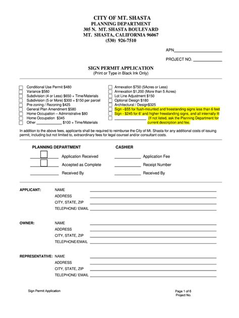 Fillable Online Sign Permit Application Mtshastacagov Fax Email Print