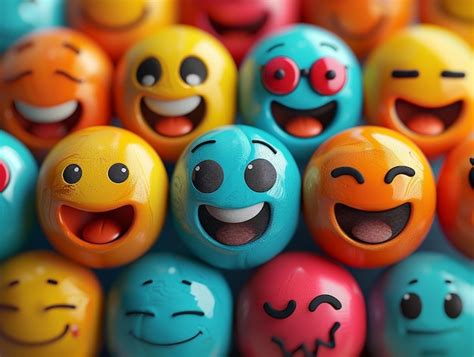 Colorful Smiley Face Emojis Expressive Variety Premium Ai Generated Image
