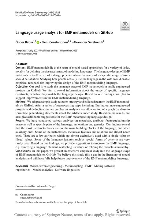 PDF Language Usage Analysis For EMF Metamodels On GitHub