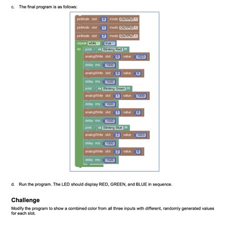 Solved Challenge Modify The Program To Show A Combined Color Chegg