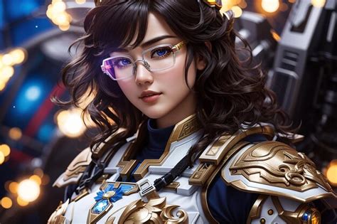 Premium Ai Image Cosmic Warior Kawai Cute Girl Futuretech