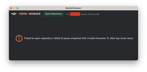 Failed To Open B Repo Failed To Parse Snapshot Info Invalid