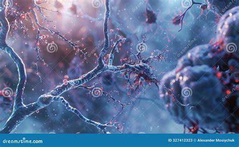 Detailed Microscopic Image Of A Nerve Cell With Dendrites And Synapses