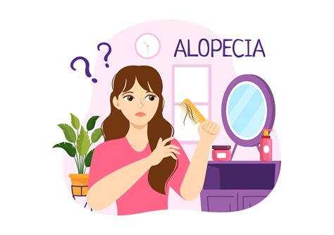 Alopecia Illustration With Hair Loss Autoimmune Medical Disease And
