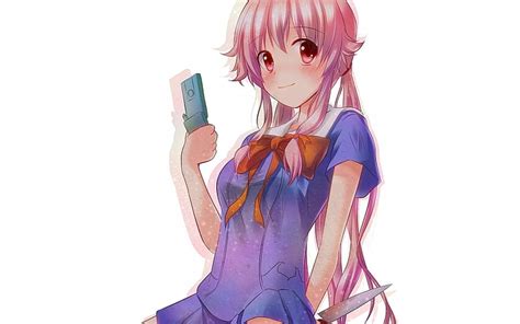 HD Wallpaper Anime Mirai Nikki Yuno Gasai One Person White