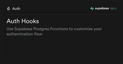 Auth Hooks Supabase Docs