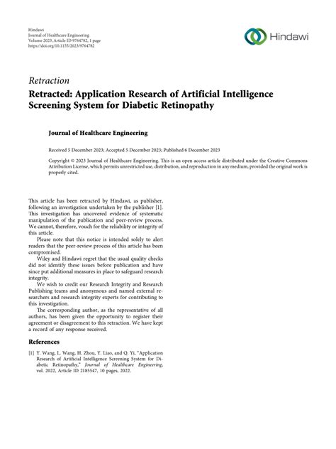 Pdf Retracted Application Research Of Artificial Intelligence