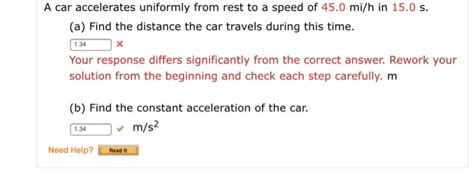 Solved A Car Accelerates Uniformly From Rest To A Speed Of Chegg