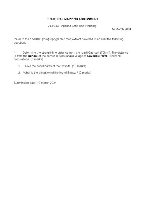 Mapping Assignment 2024 Practical Mapping Assignment Alp313 Applied