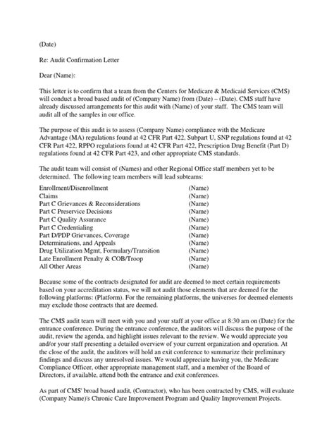 Audit Confirmation Letter Pdf Medicare Part D Health Economics