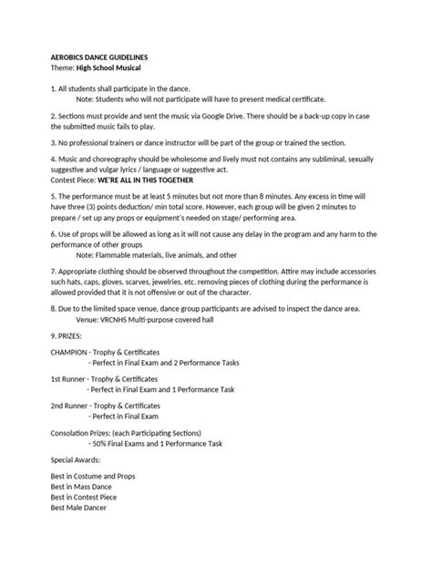 Aerobics Dance Guidelines Pdf