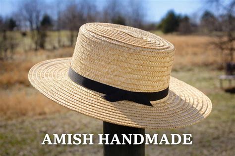 Authentic Amish Handmade Straw Hat Wide Brim Sun Hat Traditional Farm