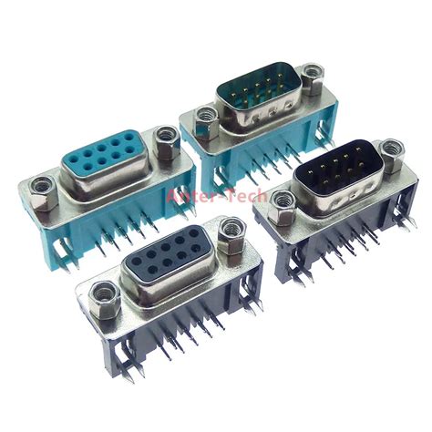 2pcs Db9 Female Male Pcb Mount D Sub 9 Pin Pcb Connector Rs232