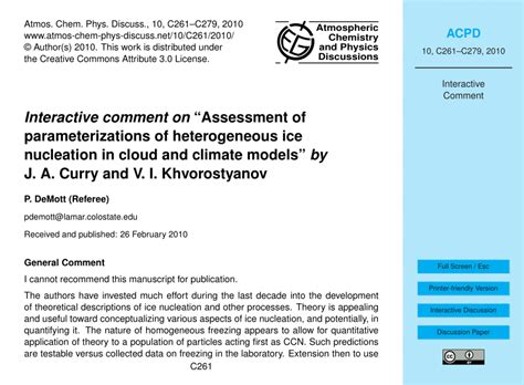 Pdf Assessment Of Parameterizations Of Heterogeneous Ice Nucleation In Cloud And Climate Models