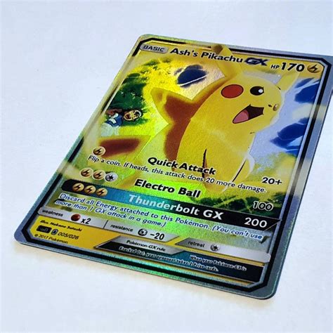 Ashs Pikachu Gx Holographic Custom Made Shiny Pikachu Etsy