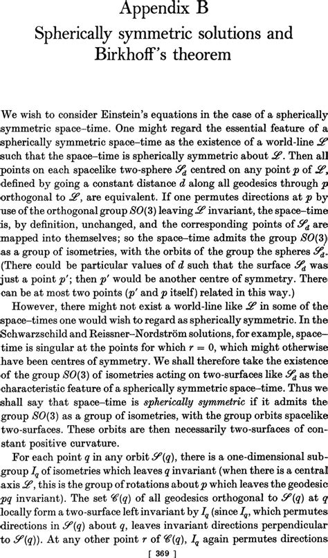 Spherically Symmetric Solutions And Birkhoff S Theorem Appendix B