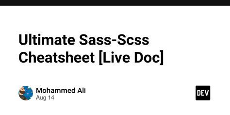 Ultimate Sass Scss Cheatsheet Live Doc Dev Community