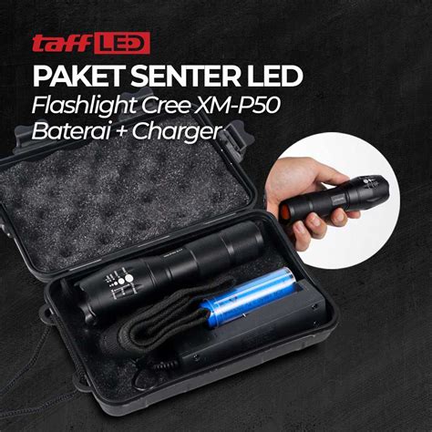 Jual TaffLED Senter LED Flashlight Cree XM P With Baterai And