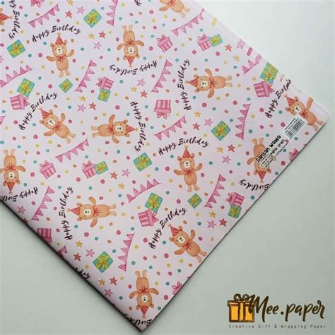 Jual Kertas Kado Sansan Wawa Motif HBD 04 Beruang Bungkus Wrapping