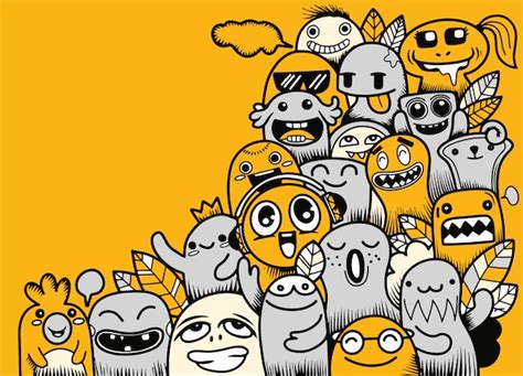 복사 공간 낙서 귀여운 괴물의 벡터 일러스트 레이 션 프리미엄 벡터