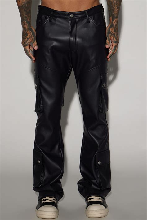 Name Of Love Faux Leather Stacked Slim Flare Pants Black Fashion Nova