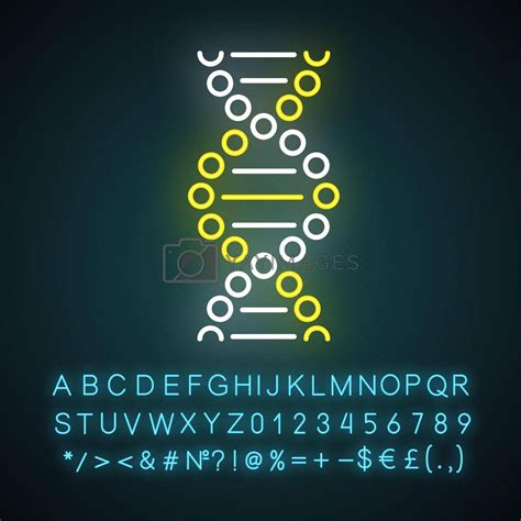 Dna Spiral Neon Light Icon Connected Dots Lines Deoxyribonucleic