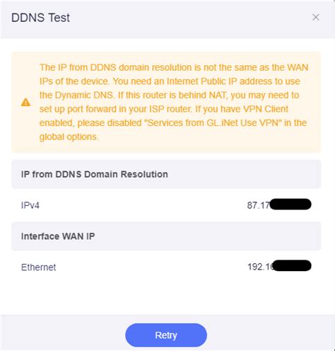 GL A1300 DDNS Test Failing Port Forwarding Activated On ISP Router