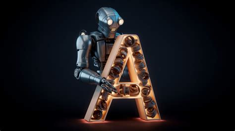 Alphabet Based 3d Rendering Of Ai Robot Engaged In Machine Learning