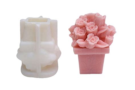 MOLDES DE SILICONA MOLDE SILICONA P VELAS MACETA CUADRADA C ROSAS