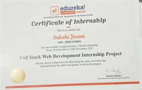 Sakshi Jivani On Linkedin Successfully Completed My Internship Ready