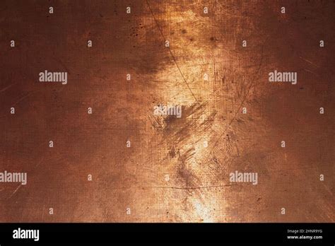 Copper Surface Bronze Background Metal Plate With Spots And Scratches
