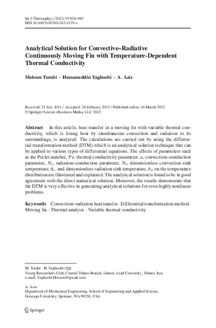 Pdf Analytical Solution For Convectiveradiative Continuously Moving