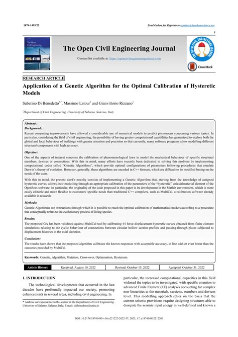 Pdf Applications Of A Genetic Algorithm For The Optimal Calibration