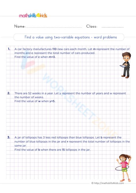 Find A Value Using Two Variable Equations Worksheet