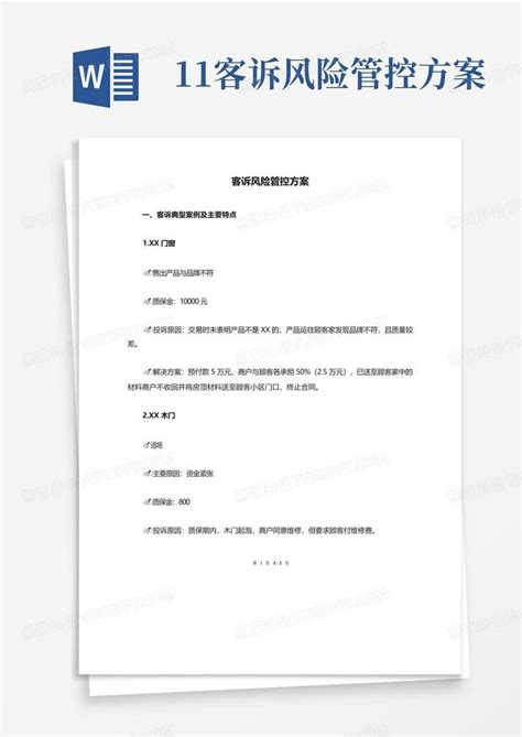 11 客诉风险管控方案Word模板下载 编号lwygjgkg 熊猫办公