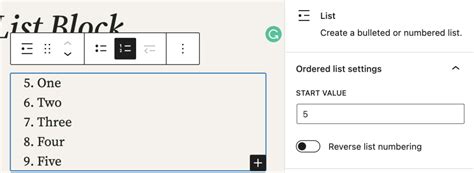 List Block Documentation WordPress Org