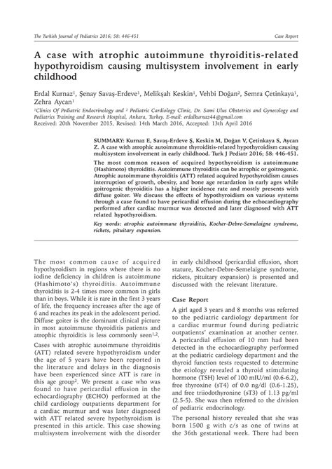 Pdf A Case With Atrophic Autoimmune Thyroiditis Related