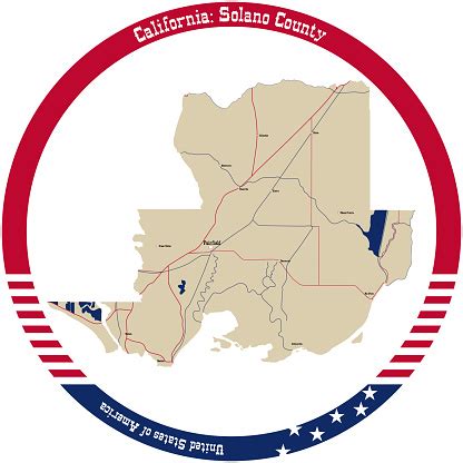 Map Of Solano County In California Usa Arranged In A Circle Stock