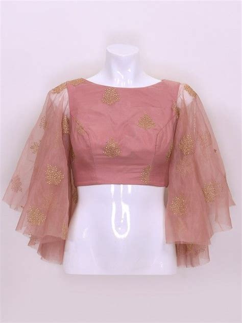 Pink Color Cotton Silk Designer Ready Made Blouse Flared Sleeves