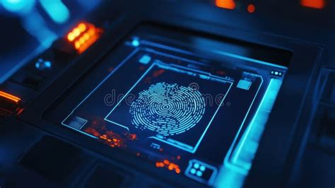 Futuristic Fingerprint Scanner Verifying Identity On Advanced Interface Stock Image Image Of