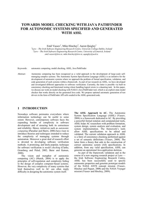 Pdf Towards Model Checking With Java Pathfinder For Autonomic Systems