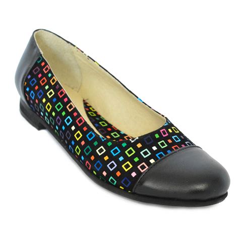 Pantofi Balerini Fete Din Piele 026 Negru Patratele 34 41 Incaltaminte