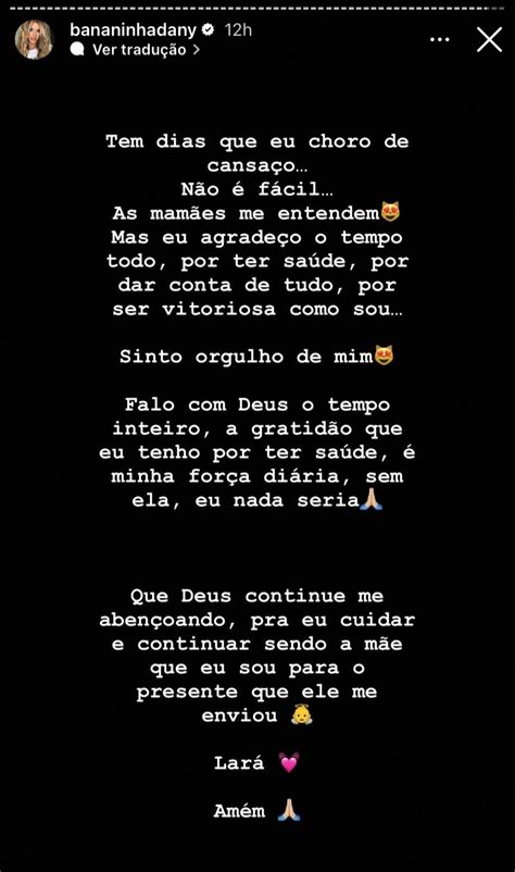Dany Bananinha desabafa sobre maternidade Tem dias que choro de cansaço