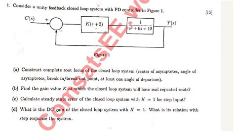 Solved 1 Consider A Unity Feedback Closed Loop System With Chegg