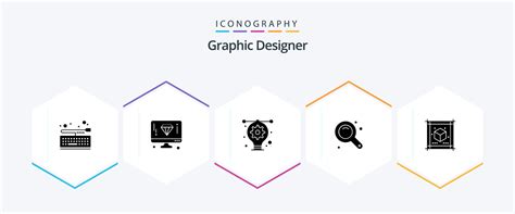Graphic Designer 25 Glyph icon pack including document. zoom tool. artwork. zoom interface ...