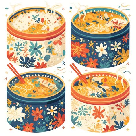 Malaysian Tiffin Carrier Patterns With Colorful Designs Premium Ai