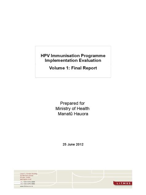 Hpv Immunisation Programme Implementation Evaluation Volume 1 Final Report Pdf Cervical