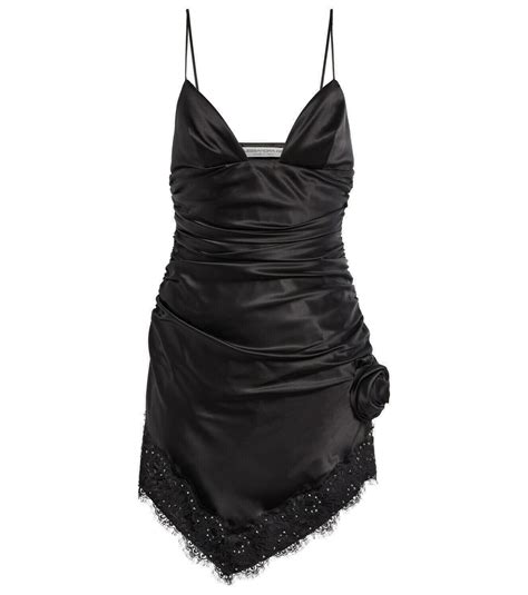 Alessandra Rich Embellished Silk Blend Satin Minidress Alessandra Rich